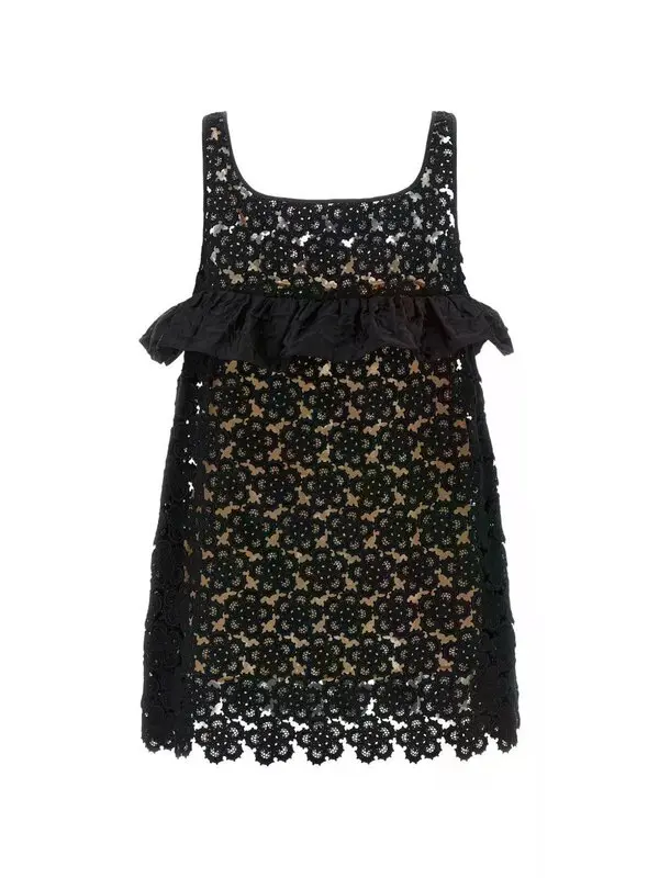 Miu Miu Floral Macramé Ruffled Dress