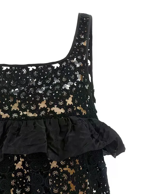 Miu Miu Floral Macramé Ruffled Dress