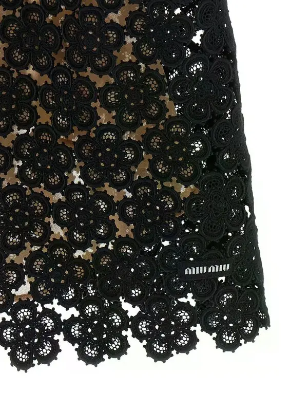 Miu Miu Floral Macramé Ruffled Dress