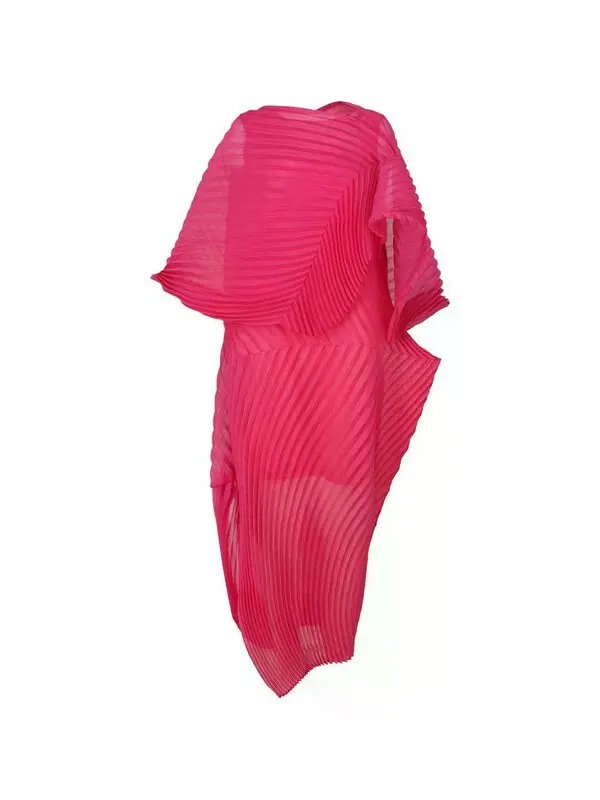 Issey Miyake Asymmetric Dress With Pleated Detailing - Pink