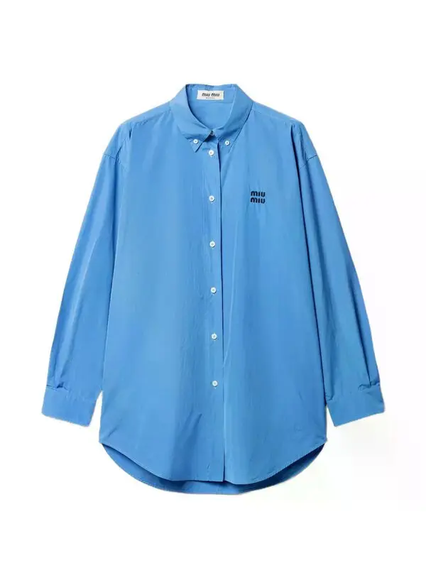 Miu Miu Oversized Poplin Shirt With Embroidered Logo