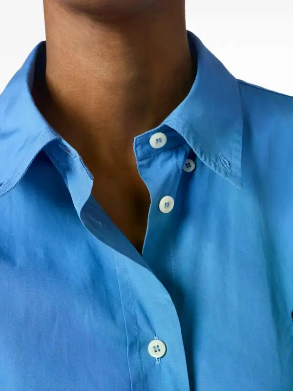 Miu Miu Oversized Poplin Shirt With Embroidered Logo