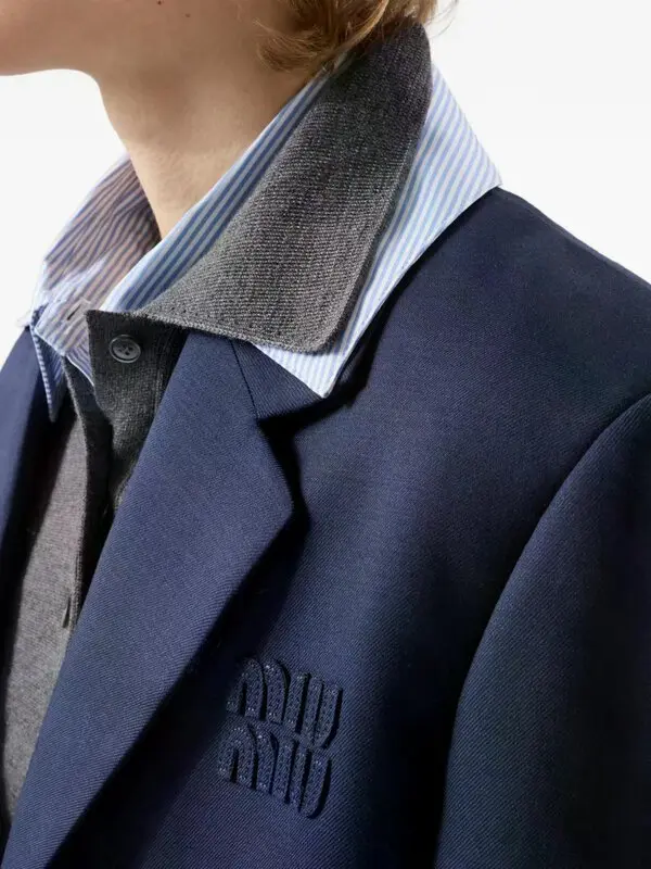 Miu Miu Wool Knit Intarsia Logo Polo Shirt