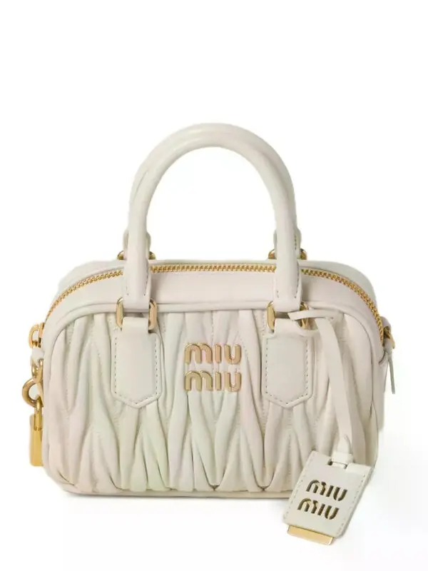 Miu Miu Arcadie Matelassé Nappa Leather Bag - Neutrals