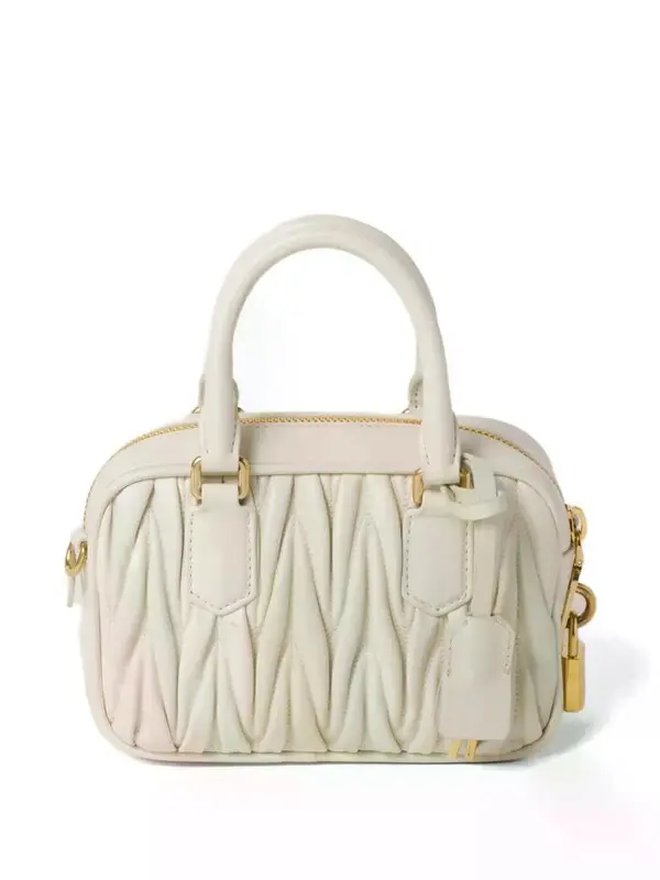 Miu Miu Arcadie Matelassé Nappa Leather Bag - Neutrals
