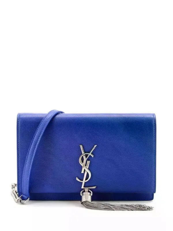 Saint Laurent Monogram Tassel Chain Wallet Leather Crossbody Bag - Blue