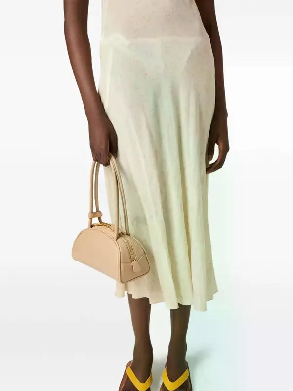 Miu Miu Embroidered Marocain Crepe Dress - Neutrals
