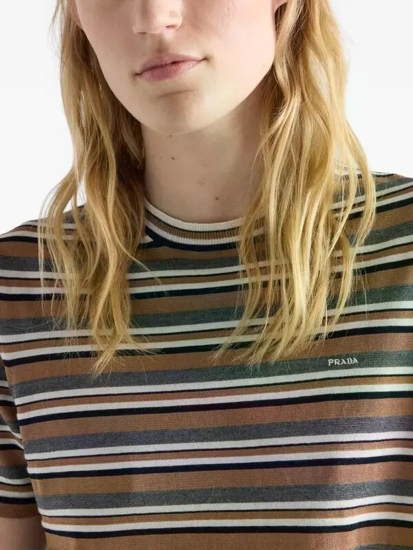 Prada Short-sleeved Striped Jersey T-shirt
