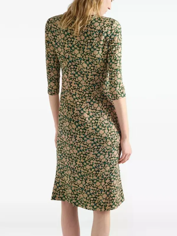 Prada Embroidered Printed Sable Dress