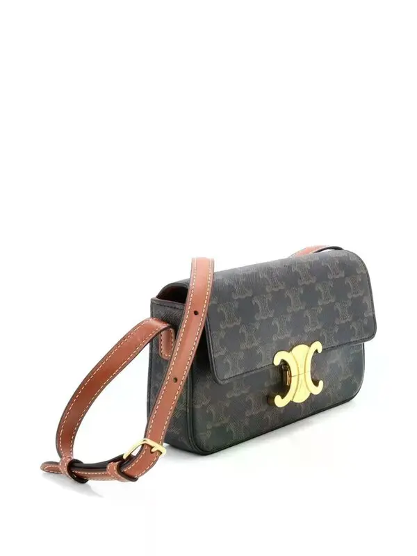 Celine Triomphe East-west Shoulder Bag In Coated Canvas - Brown