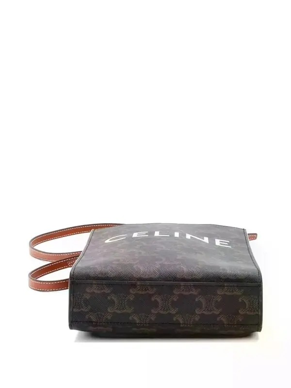 Celine Vertical Cabas Tote Triomphe Coated Canvas Mini Satchel - Brown