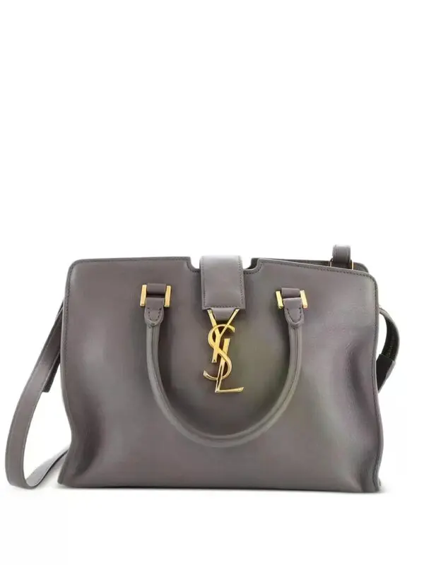 Saint Laurent Monogram Cabas Leather Baby Satchel - Grey