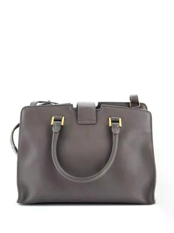 Saint Laurent Monogram Cabas Leather Baby Satchel - Grey