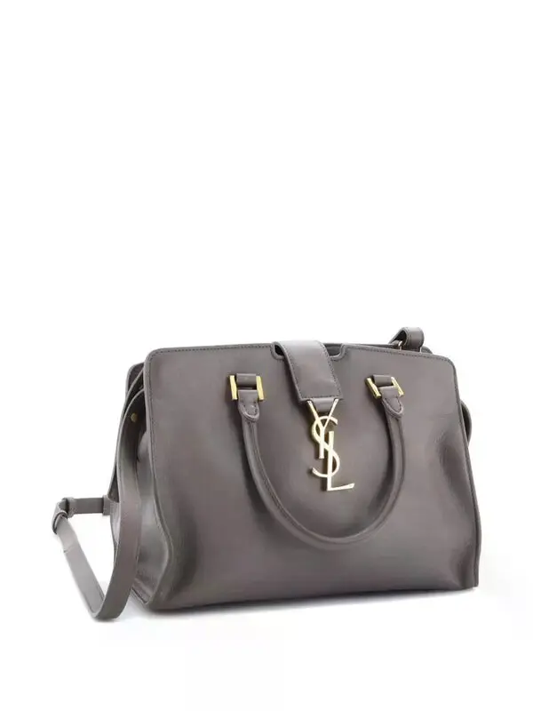 Saint Laurent Monogram Cabas Leather Baby Satchel - Grey