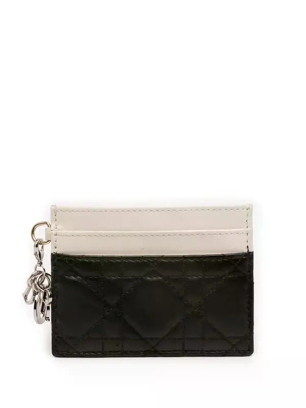Dior 2024 Bicolor Lambskin Cannage Lady Freesia Card Holder - Black