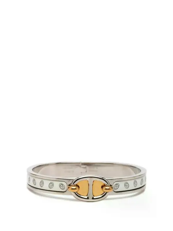 Hermès Enamel Mini Clic Clac Chaine D'ancre Maillon Bracelet Tgm - Silver