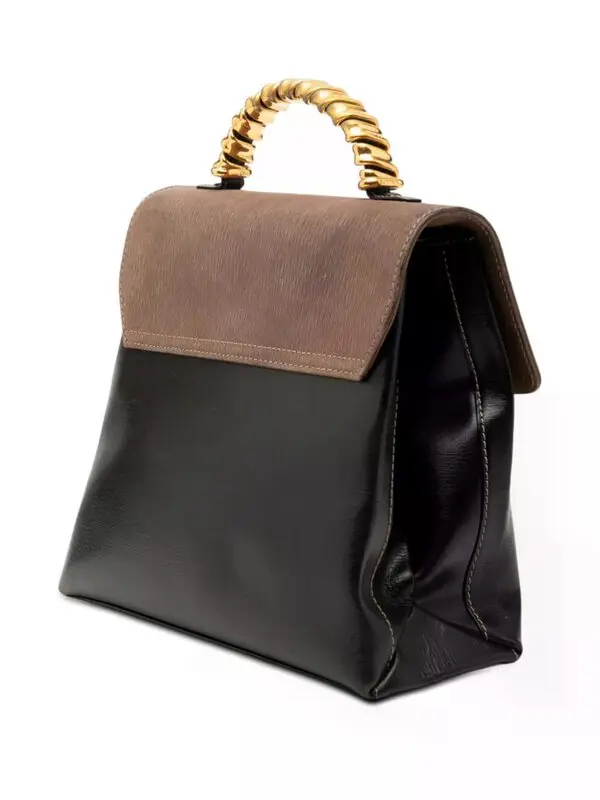 Loewe Bicolor Leather Velazquez Twist Top Handle Bag - Black