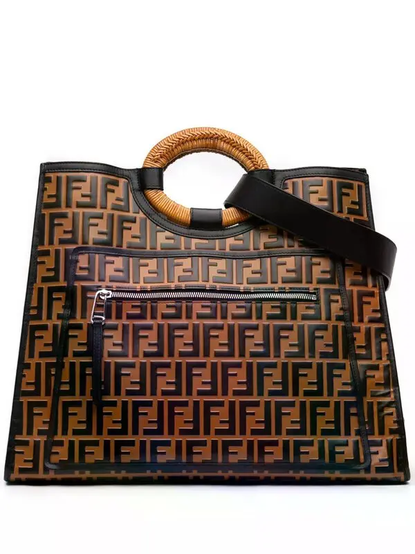 Fendi Large Zucca Embossed Leather Shopper Satchel