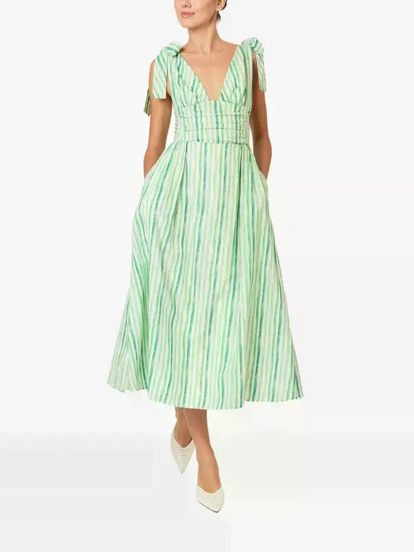 Rosie Assoulin Striped Midi Dress With Tie Shoulders
