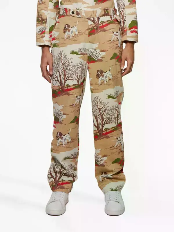 BODE Pointing Dog Graphic Print Trousers