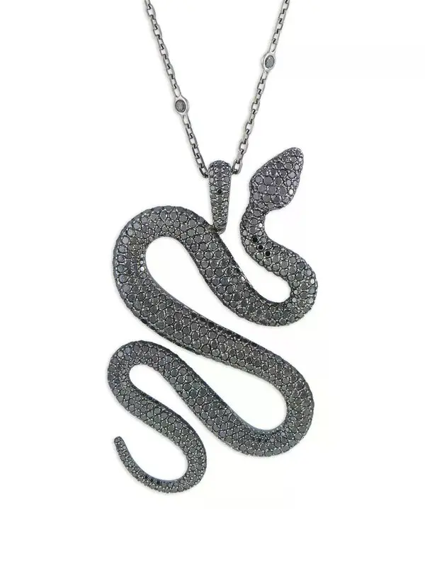 Messika 18k White Gold Diamond Pavé Snake Pendant Necklace
