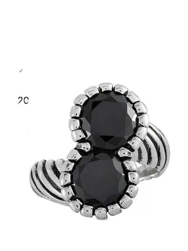 KING BABY STUDIO Twisted Band Ring With Black Cubic Zirconia
