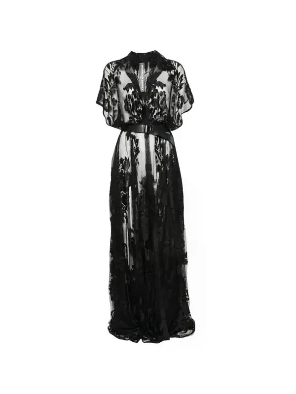 Norma Kamali Floral Devoré Maxi Dress - Black