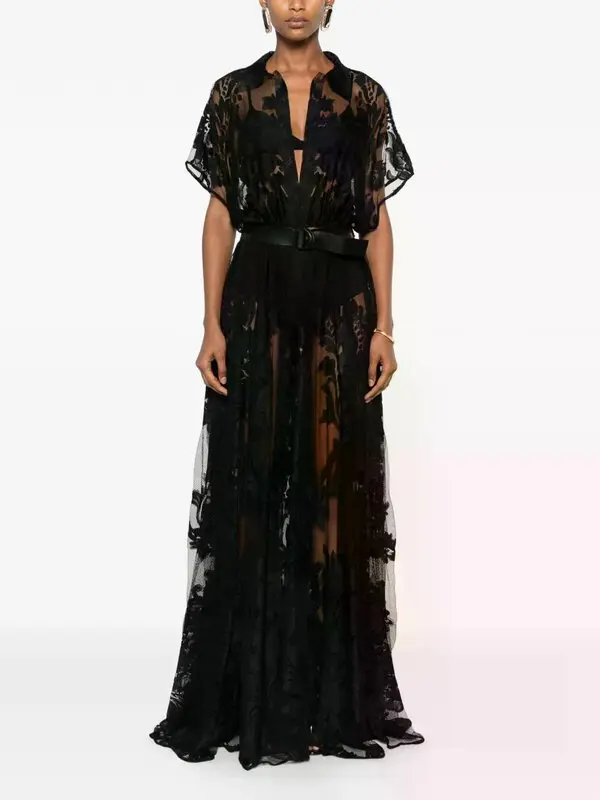 Norma Kamali Floral Devoré Maxi Dress