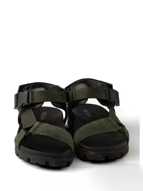 Prada Suede And Woven Tape Sporty Sandals