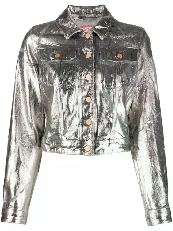 DIESEL® Cropped Metallic Jacket - Silver