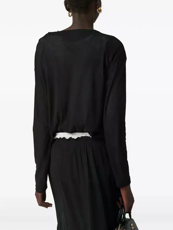 Miu Miu Long-sleeved Ribbed Jersey T-shirt