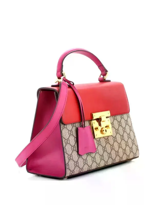 Gucci Padlock Top Handle Bag Gg Coated Canvas And Leather Small Satchel