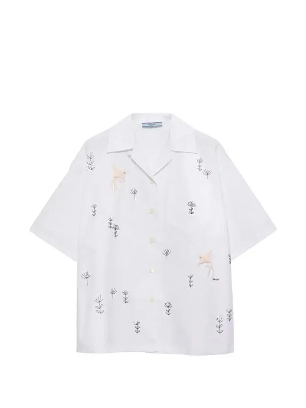 Prada Embroidered Poplin Shirt