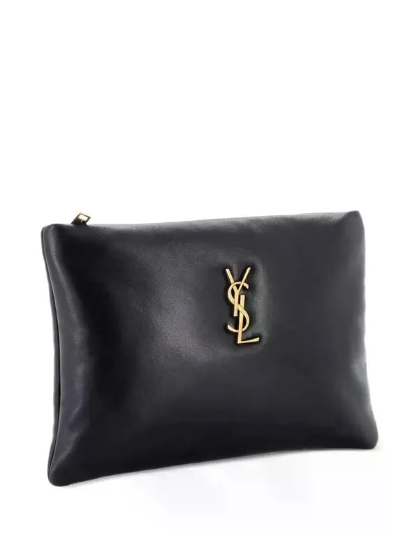 Saint Laurent Calypso Zip Pouch Leather Clutch Bag