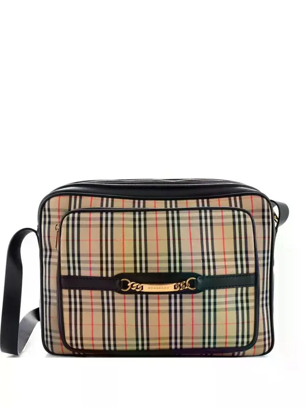 Burberry Link Chain Camera Bag 1983 Knight Check Canvas - Black