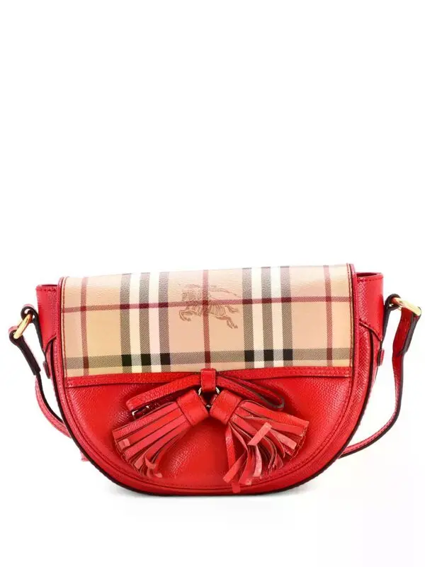 Burberry Maydown Haymarket Coated Canvas And Leather Small Crossbody Bag - Red