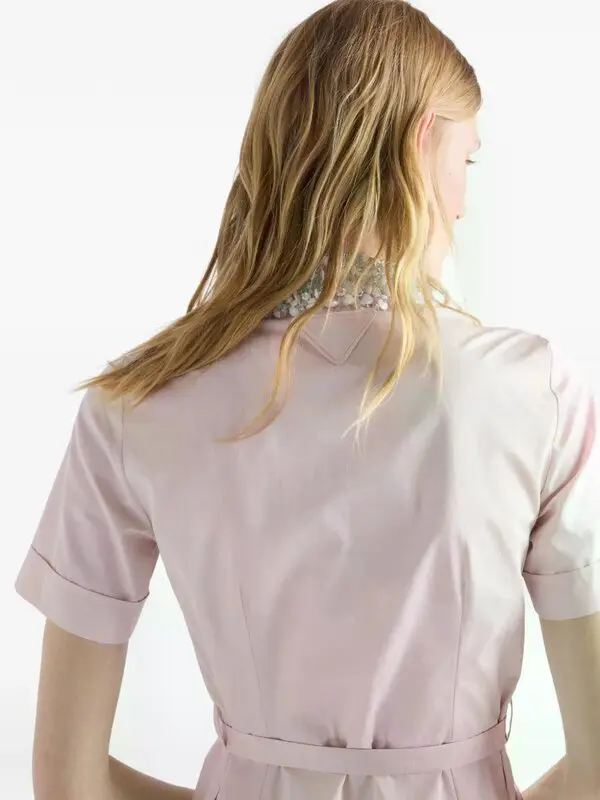 Prada Embroidered Poplin Shirt Dress