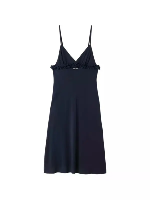 Miu Miu Embroidered Marocain Crepe Dress