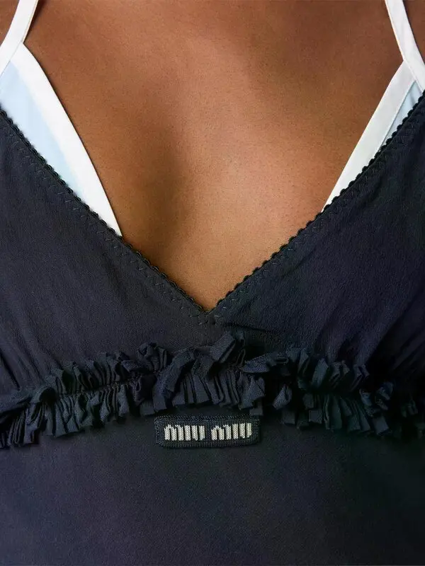 Miu Miu Embroidered Marocain Crepe Dress