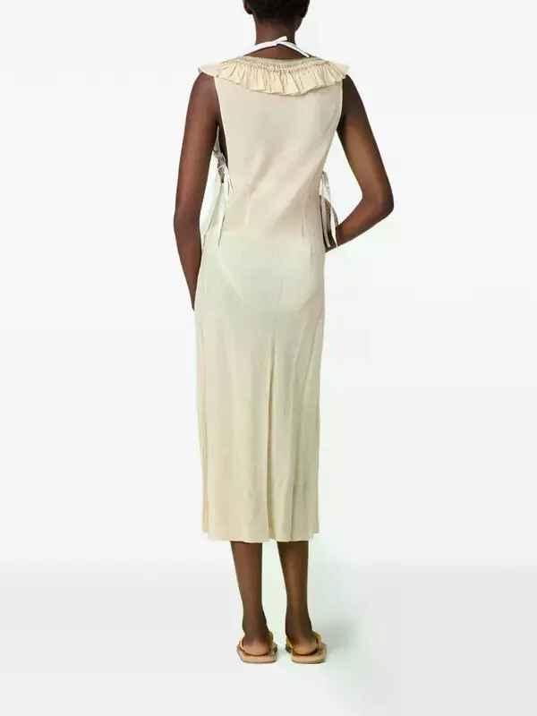 Miu Miu Embroidered Marocain Crepe Dress