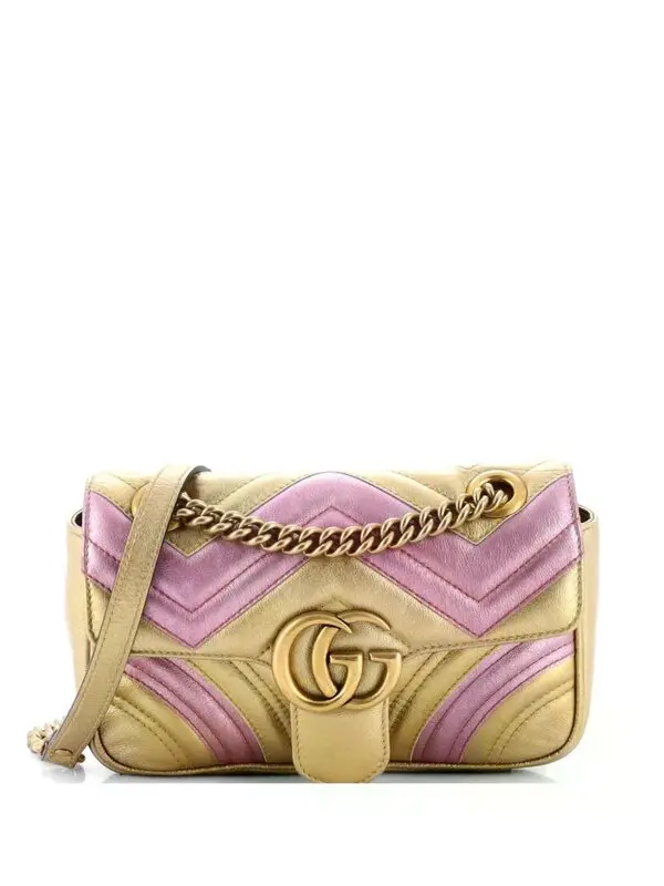 Gucci Gg Marmont Matelassé Leather Mini Crossbody Bag - Gold
