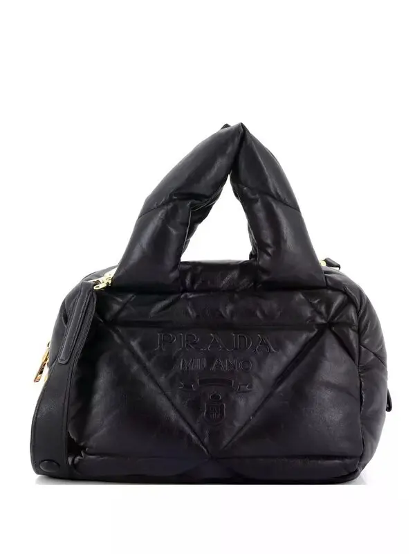 Prada Padded Quilted Nappa Leather Bowler Bag - Black