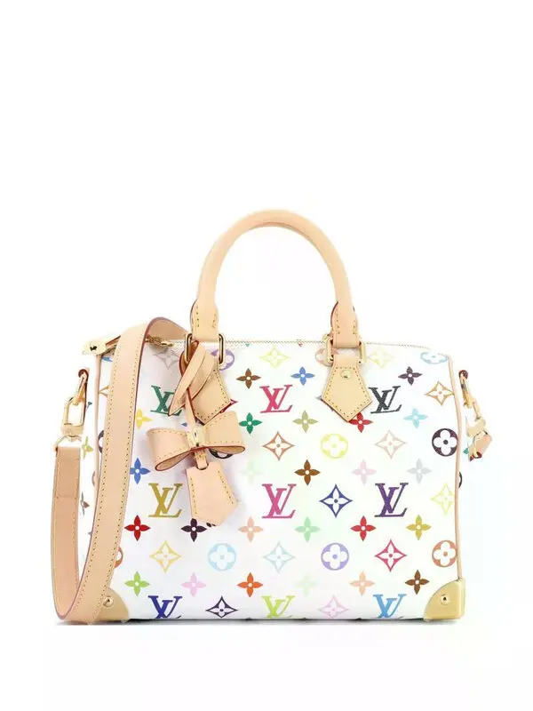 LOUIS VUITTON Monogram Multicolor Speedy Soft Bandouliere 25 Satchel - White