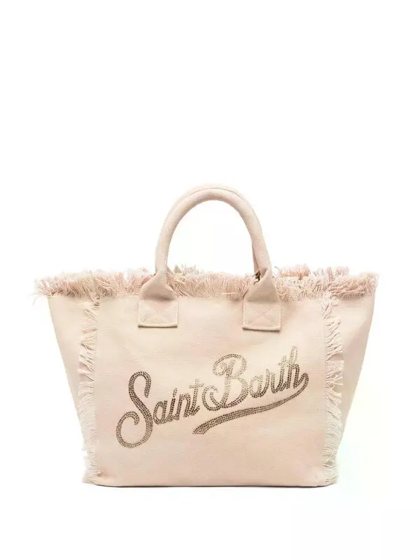 MC2 SAINT BARTH Rhinestone Embellished Fringed Tote Bag - Neutrals