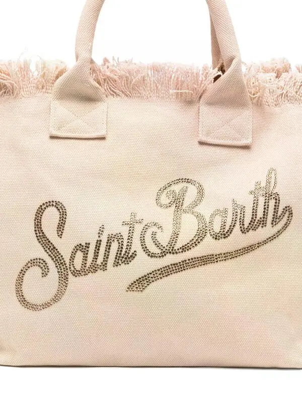 MC2 SAINT BARTH Rhinestone Embellished Fringed Tote Bag - Neutrals