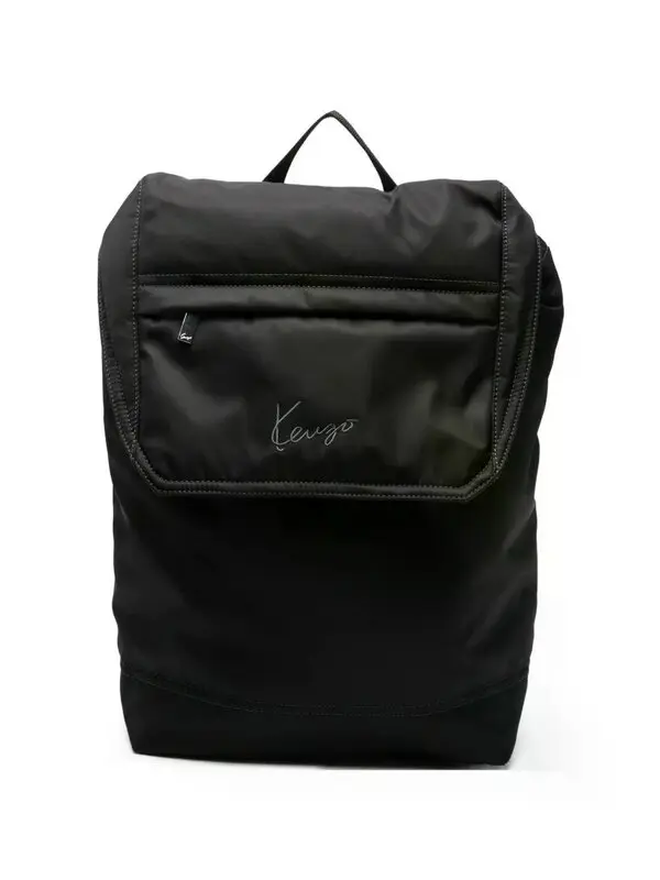 Kenzo Logo-embroidered Flap-top Backpack - Black