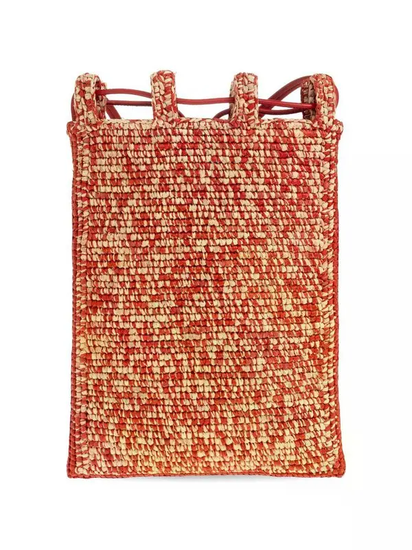 Loewe Raffia Crossbody Bag With Strawberry Embellishment