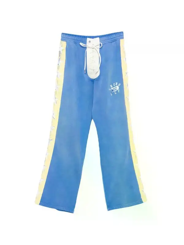 SECND SLF Lace-up Star-print Track Pants - Blue