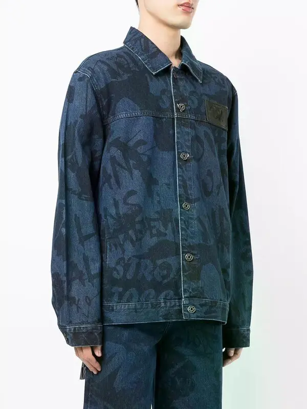 PORTS V Graffiti Print Denim Jacket