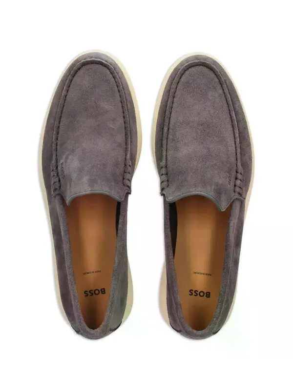 BOSS Leather Suede Slip-on Loafers - Grey